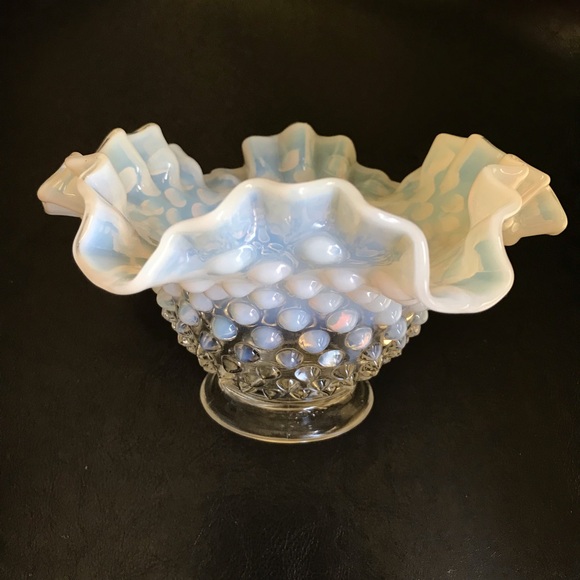 Fenton | Art | Moonstone Hobnail Ruffled Opalescent Vase 4 Inch High X ...